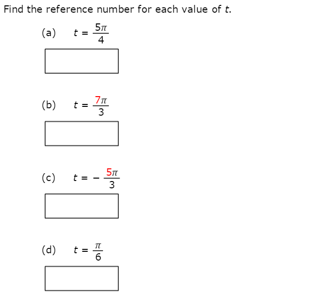 Solved Find the reference number for each value of t. Find | Chegg.com