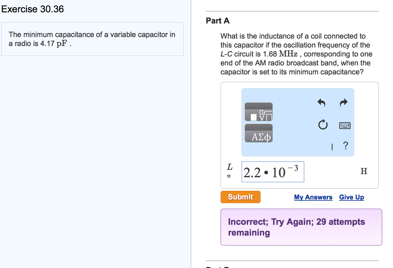 Solved The minimum capacitance of a variable capacitor in a | Chegg.com