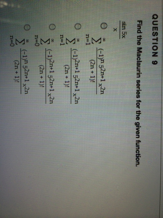 Solved Find the Maclaurin series for the given function. sin | Chegg.com