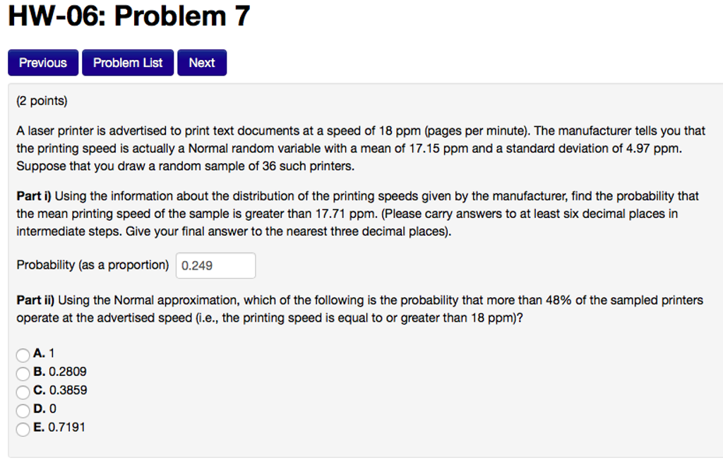 Solved HW-06: Problem 7 Previous Problem List Next 2 points) | Chegg.com
