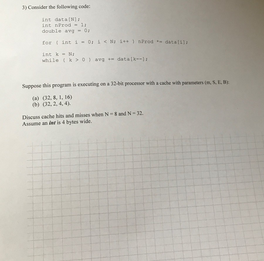 Solved 3) Consider the following code: int data [N] int | Chegg.com