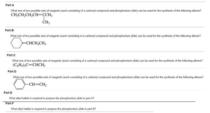 Solved Part A What one of two possible sets of reagents | Chegg.com