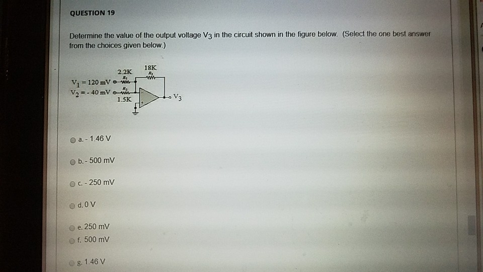 Solved determine the value of the output voltage V3 in the | Chegg.com