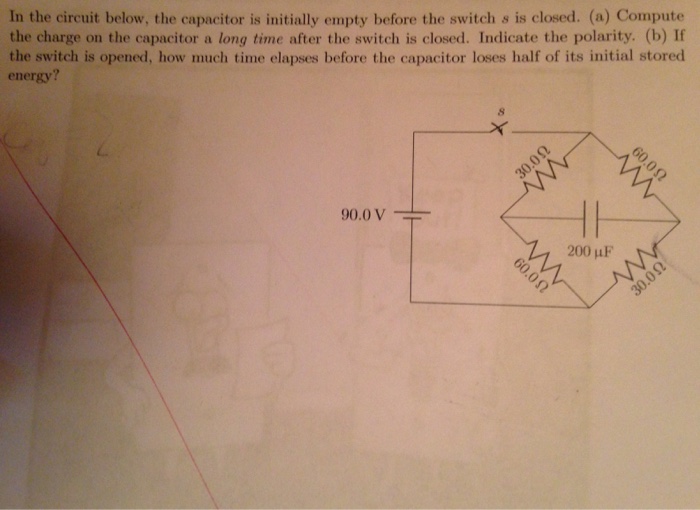 Solved In the circuit below, the capacitor is initially | Chegg.com