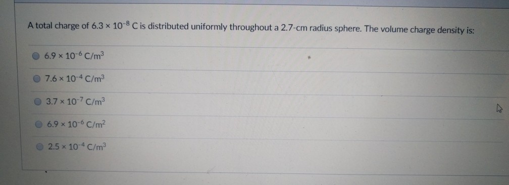 Solved A total charge of 6.3 times 10^-8 c is distributed | Chegg.com