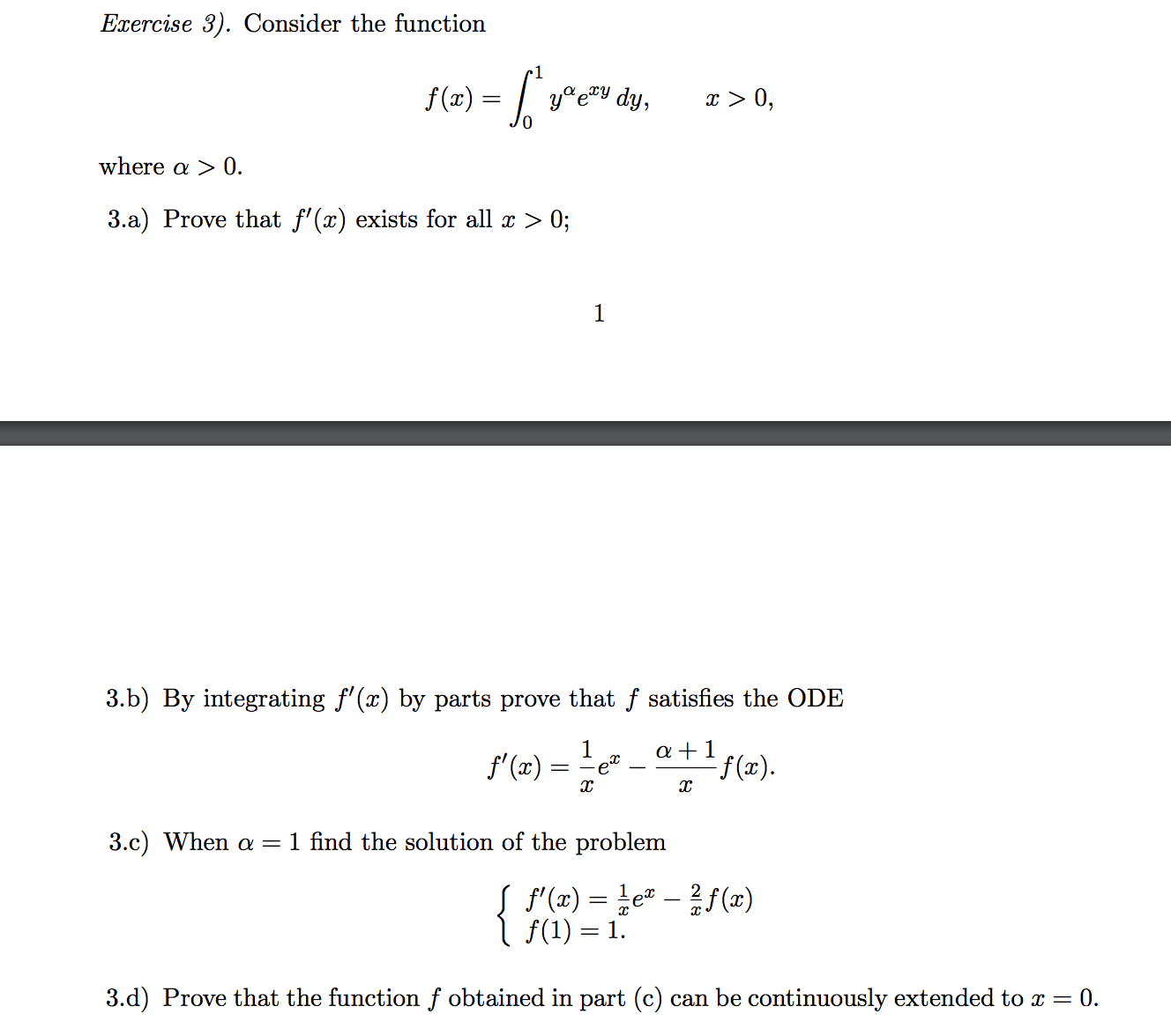 Solved Consider the function f(x) = integral_0^1 y^alpha | Chegg.com
