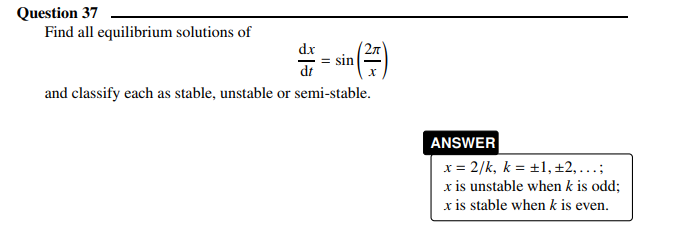 Solved Question 37 Find all equilibrium solutions of dx dr | Chegg.com