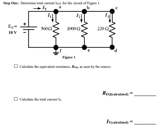 Solved Step One: Determine total current IToT for the | Chegg.com