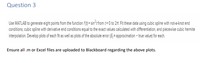 Solved Question 3 Use MATLAB to generate eight points from | Chegg.com