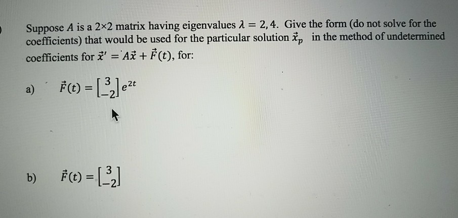 Solved Suppose A is a 2x2 matrix having eigenvalues λ 2,4. | Chegg.com