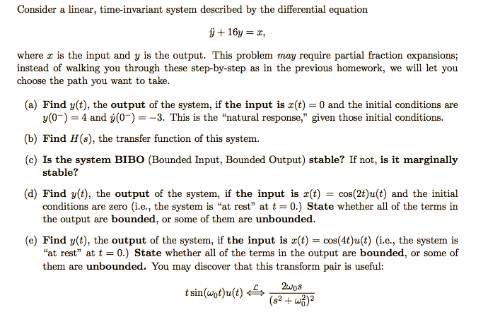 Solved Consider a linear, time-invariant system described by | Chegg.com