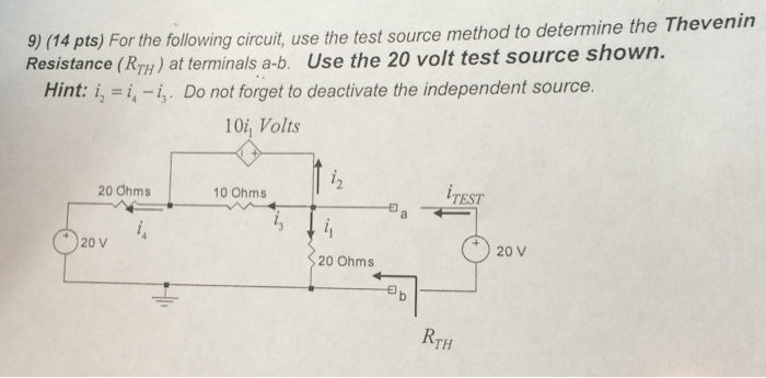 Solved For the following circuit, use the test source method | Chegg.com