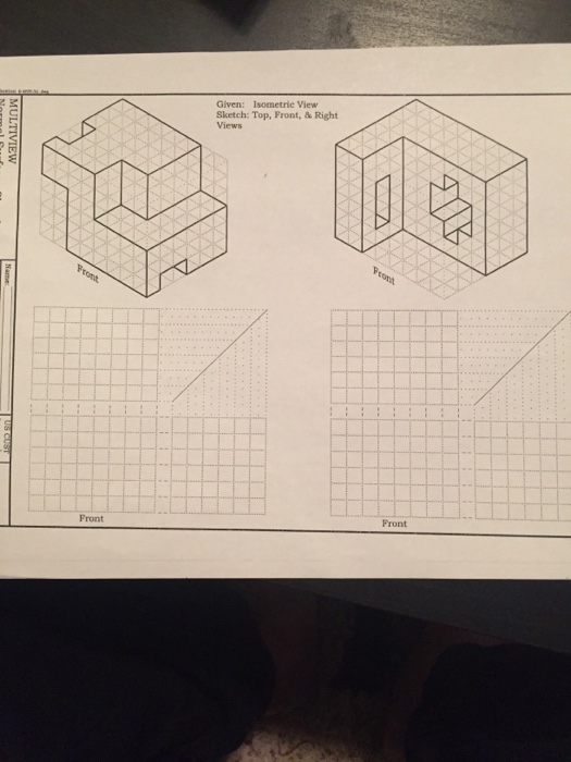 Solved Given: Isometric View & Top View Sketch: Front, Right | Chegg.com