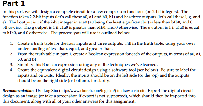 Solved Part 1 In this part, we will design a complete | Chegg.com
