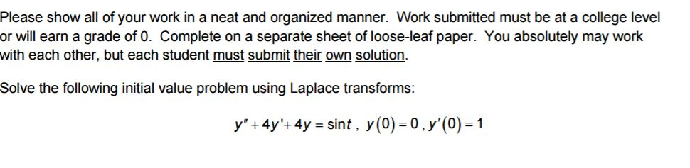 Solved Solve the following initial value problem using | Chegg.com