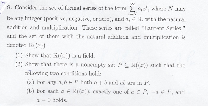 Solved Consider the set of formal series of the form sigma_i | Chegg.com