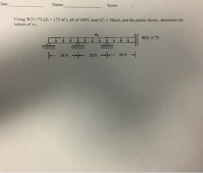 Solved Using W12x73 (Zx = 172in3), all of A992 steel (Fy = | Chegg.com