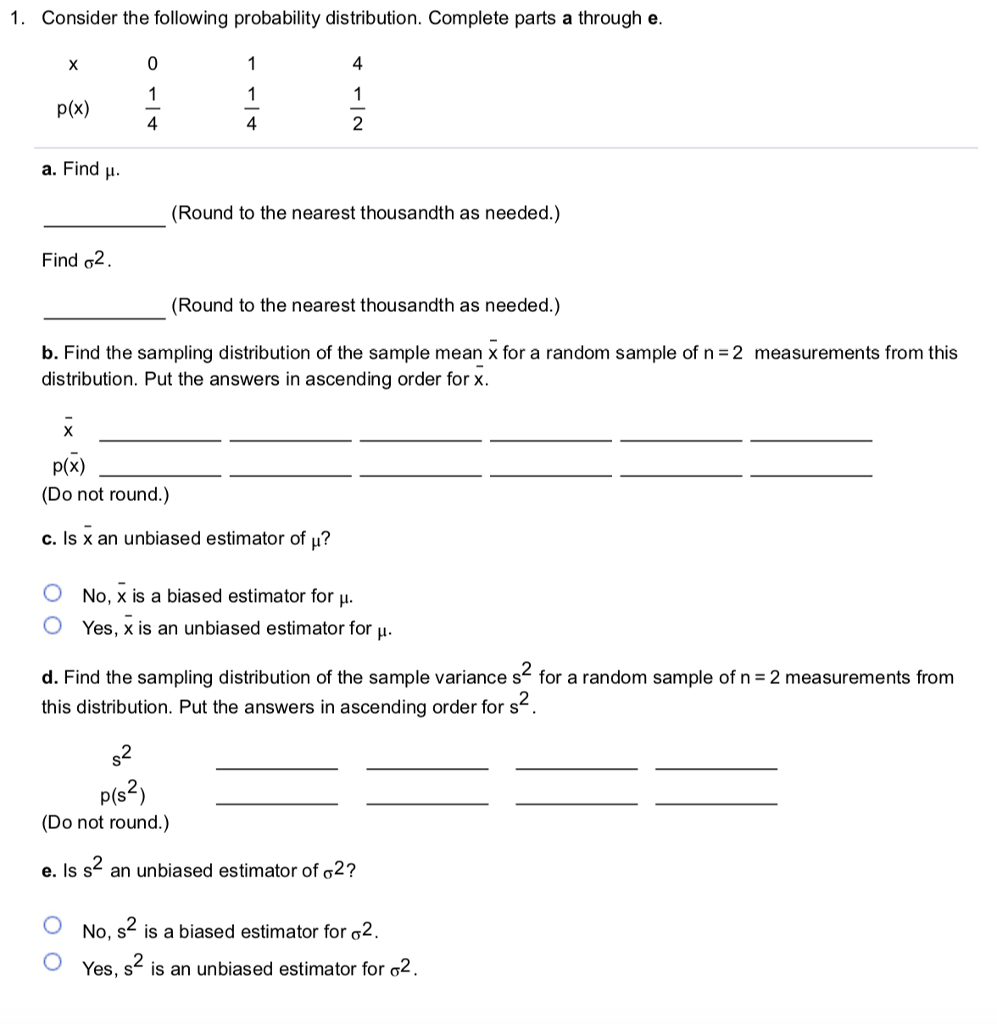 Solved 1. Consider the following probability distribution. | Chegg.com