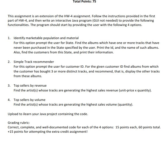 Total Points 75 This Assignment Is An Extension Of