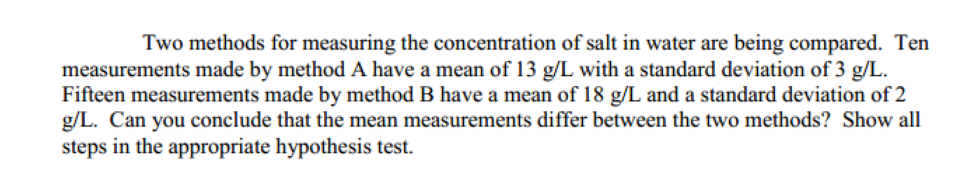 Solved Two methods for measuring the concentration of salt | Chegg.com