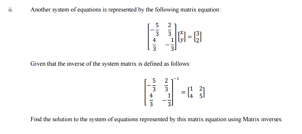 Solved Another system of equations is represented by the | Chegg.com