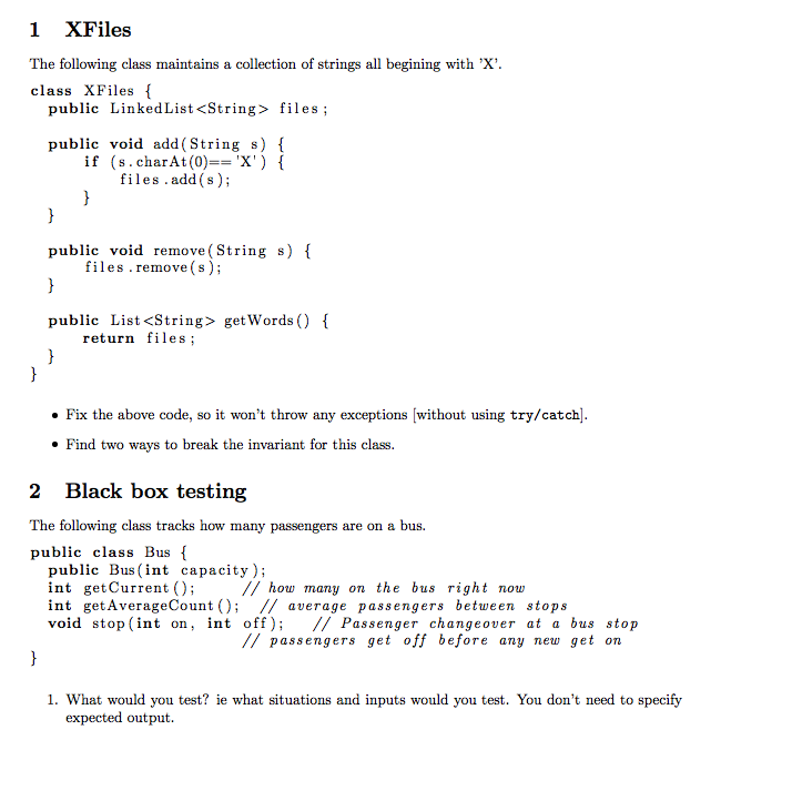 Solved 1 XFiles The following class maintains a collection | Chegg.com
