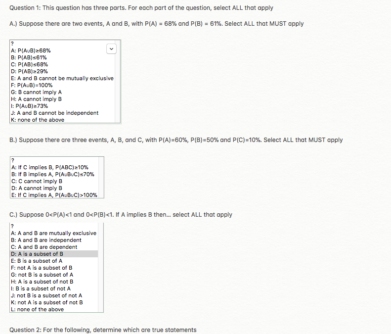 Solved Question 1: This question has three parts. For each | Chegg.com