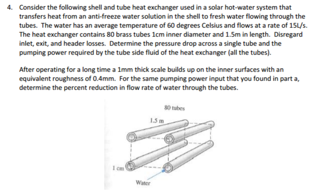 Solved Consider the following shell and tube heat exchanger | Chegg.com