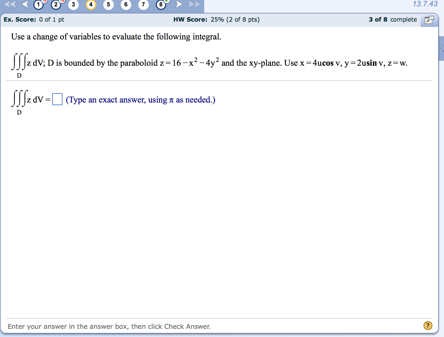Solved Use a change of variables to evaluate the following | Chegg.com