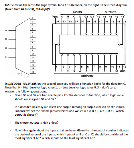 Solved Q2: Below on the left is the logic symbol for a 4:16 | Chegg.com
