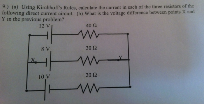 Solved Using Kirchhof's Rules, calculate the current in each | Chegg.com