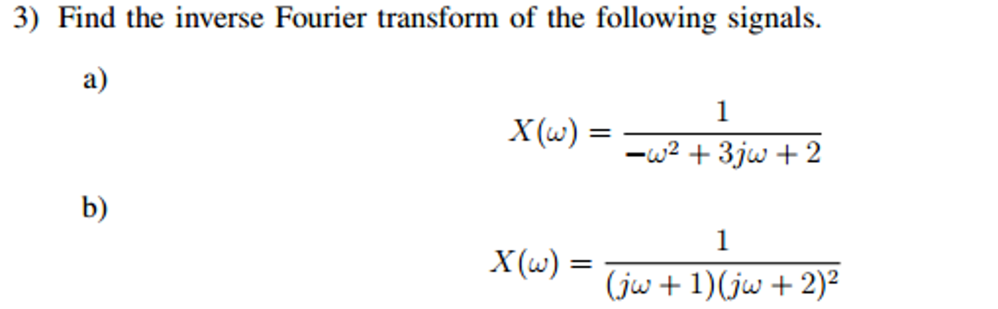 Solved Find the inverse Fourier transform of the following | Chegg.com