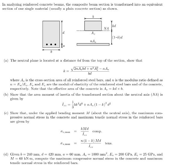 In analyzing reinforced concrete beams, the composite | Chegg.com
