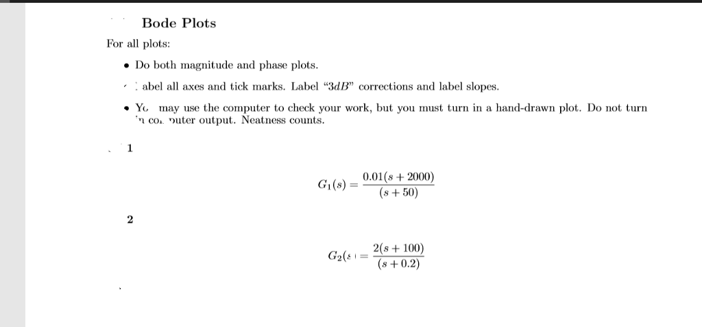 Solved Bode Plots For all plots: Do both magnitude and phase | Chegg.com