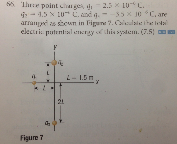 Solved 66. Three point charges, q1=2.5 X 10^-6 C, q2 = 4.5 X | Chegg.com