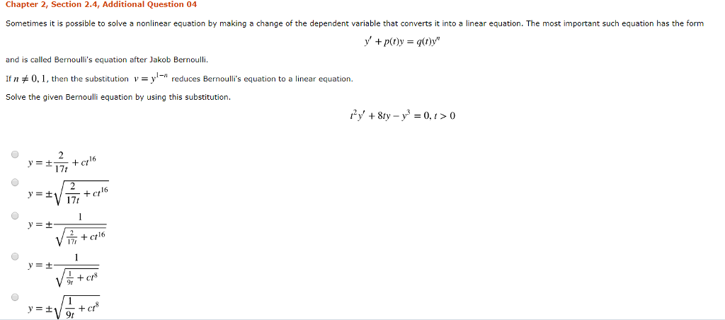 Solved Sometimes it is possible to solve a nonlinear | Chegg.com