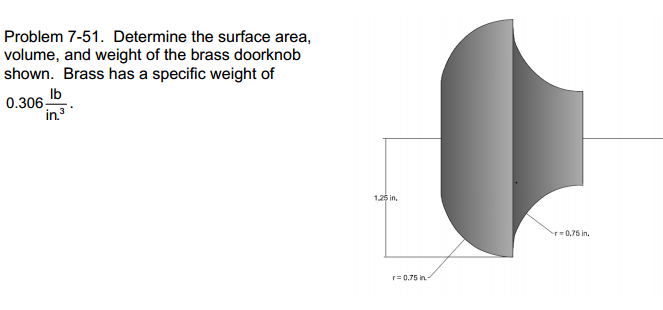 Solved Problem 7-51. Determine the surface area, volume, and | Chegg.com