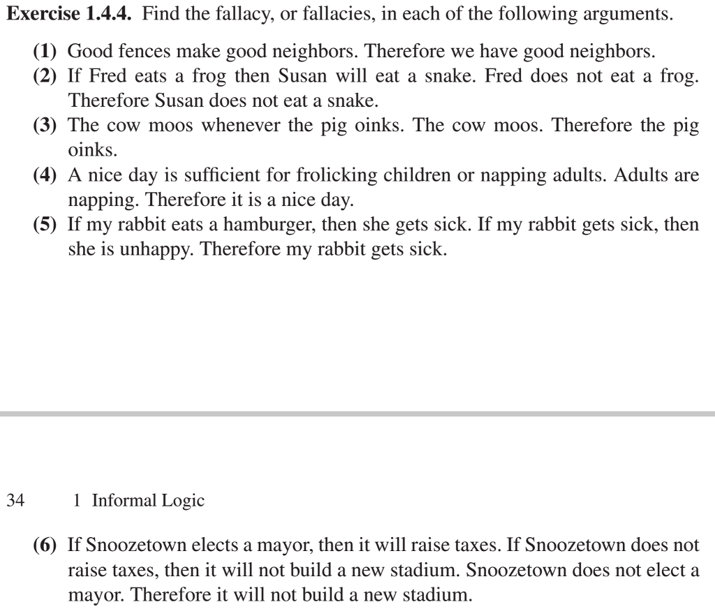 Solved Exercise 1.4.4. Find the fallacy, or fallacies, in | Chegg.com
