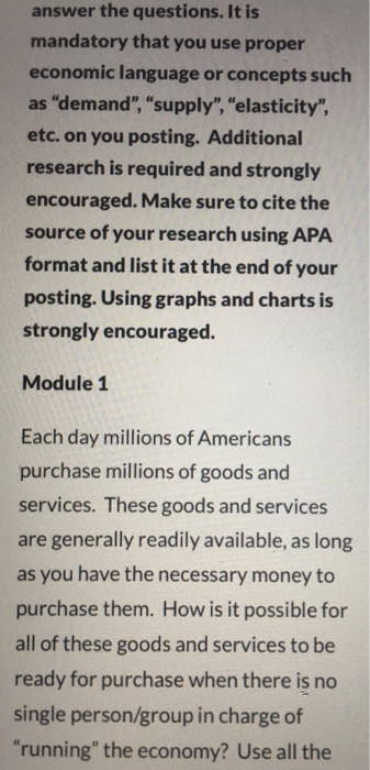 Solved It is mandatory that you use proper economic language | Chegg.com