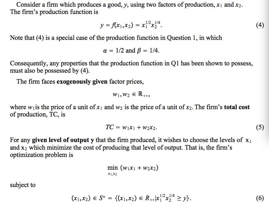 Consider a firm which produces a good, y, using two | Chegg.com