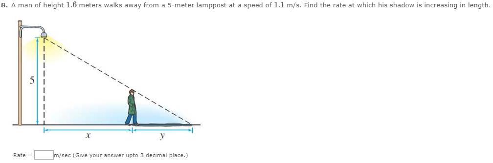 Solved 8. A man of height 1.6 meters walks away from a | Chegg.com