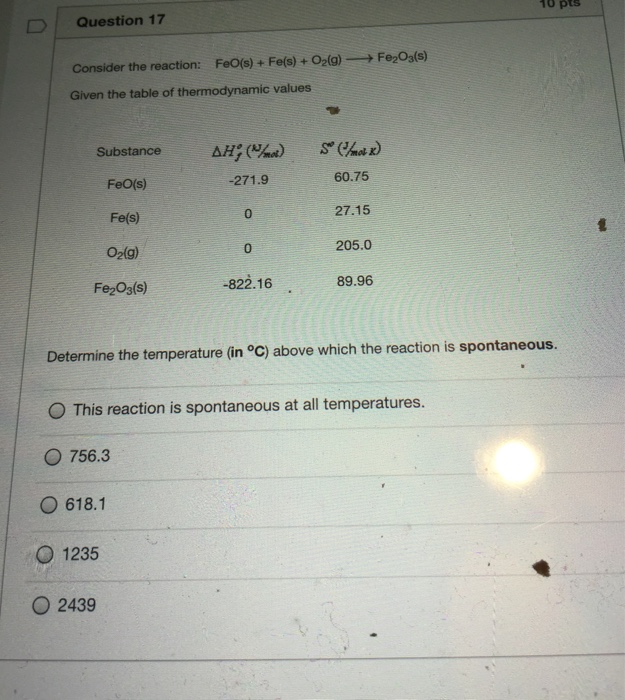 Solved Consider the reaction: FeO(s) + Fe(s) | Chegg.com