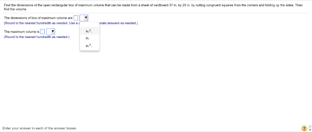 Solved Find the dimensions of the open rectangular box of | Chegg.com