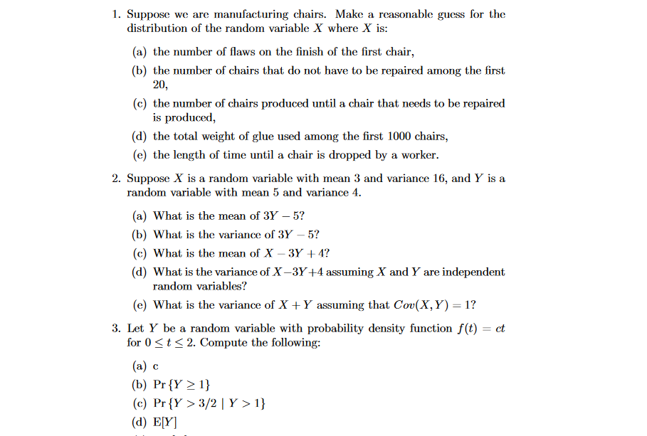 Suppose we are manufacturing chairs. Make a | Chegg.com