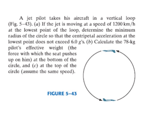 Solved A jet pilot takes his aircraft in a vertical loop | Chegg.com
