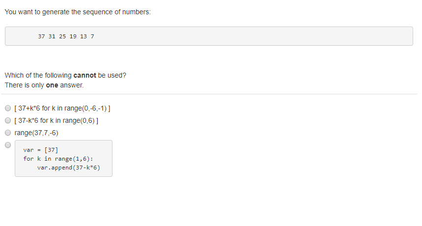 Solved You want to generate the sequence of numbers: 37 31 | Chegg.com