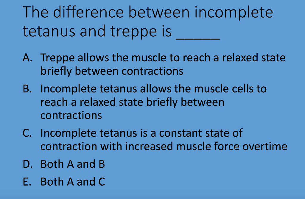 Solved The difference between incomplete tetanus and treppe | Chegg.com