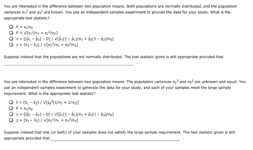 Solved You are interested in the difference between two | Chegg.com
