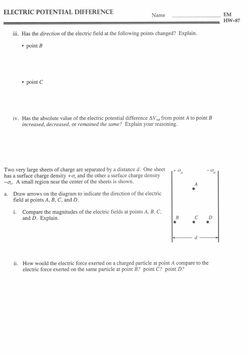 Solved Has The direction of The electric field at The | Chegg.com