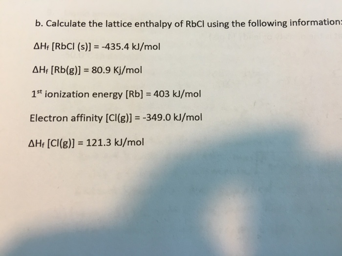 Solved 1. a) Write out the Born Haber cycle to calculate the | Chegg.com